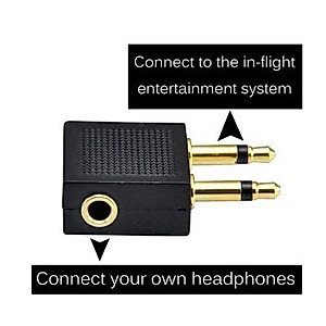 MAOYE Airplane Airline Flight Adapters for Headphones， Airplane Headphone Adapter, UCEC 3.5mm Golden Plated Airline Earphone Adapter for in-Flight Entertainment System, 2 Pack (Blue)