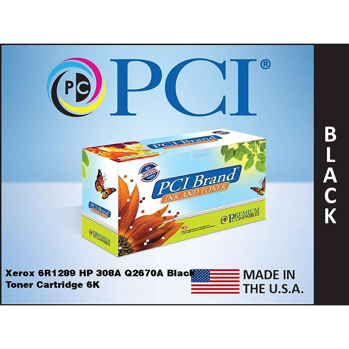 Premium PCI Brand Remanufactured Toner Cartridge Replacement for Xerox 6R1289 Replaces HP 308A Q2670A Black Toner Cartridge 6K Yield