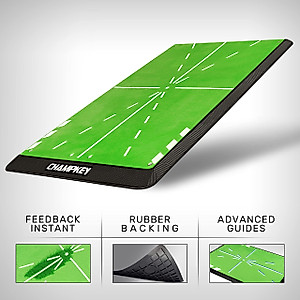 CHAMPKEY Premium Impact Golf Mat 1.0 Edition | Path Feedback Golf Practice Mat | Advanced Guides and Rubber Backing Golf Hitting Mat（13" x 17"）