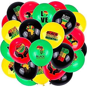 durony 72 Pieces Black History Month Balloons 12 Inch African American Independence Day Balloons Black History Latex Balloons Juneteenth Balloons for Black History Month Party Supplies, 9 Designs