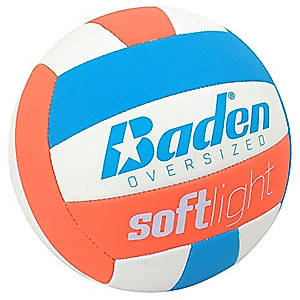 Baden | Softlight VXT2 | No Sting FlexFoam Cover | Youth Oversized Training Volleyball | K-5 Youth Players | 20% Larger + Lighter | Orange/Blue/White | Official Ball of BYOP