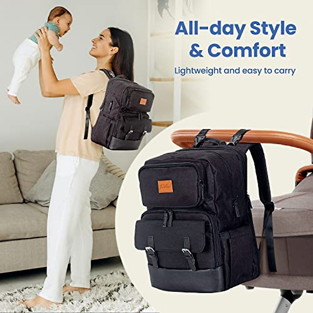 PILLANI Baby Diaper Bag Backpack - Large Travel Diaper Bags with Changing Pad - Newborn Essentials, Baby Registry Search, Shower Gifts