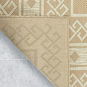 Antep Rugs Patio 8x10 Outdoor/Indoor Southwest Aztec Native Area Rug (Beige, 7'10" x 10')