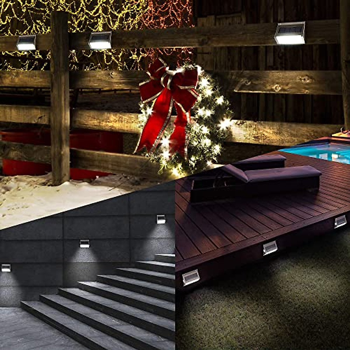 Upgrade 12 Pack Solar Deck Lights with Side Button Design JACKYLED Outdoor Solar LED Lights Solar Deck Lights Waterproof Fence Light for Step Stair Garden Patio Fence Pathway Backyard White Light