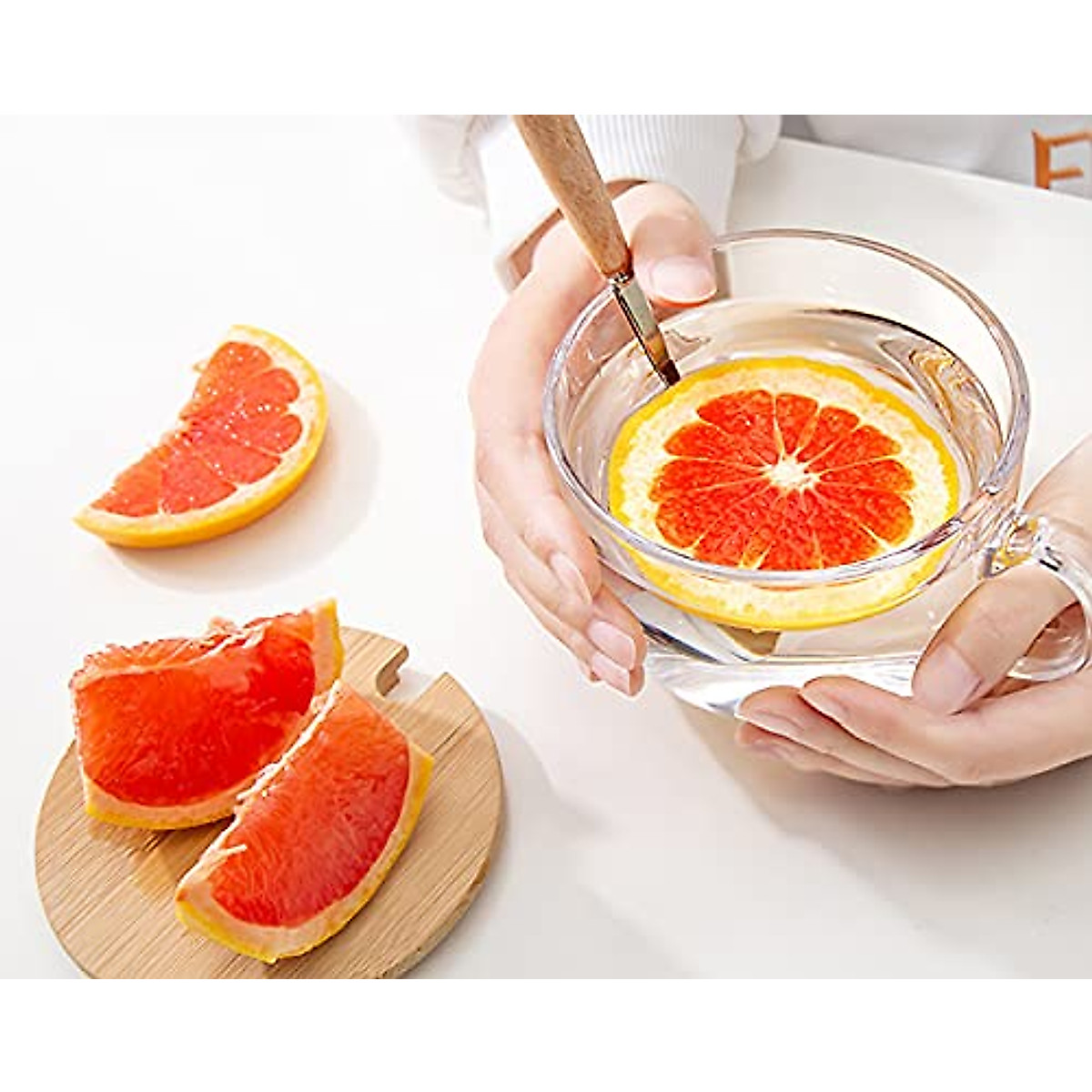 Lawei Set of 4 Glass Coffee Mug with Handle - 15 Oz Glass Jumbo Coffee Cups Clear Coffee Mug for Cappuccino, Coffee, Latte, Cereal, Milk, Ice Cream