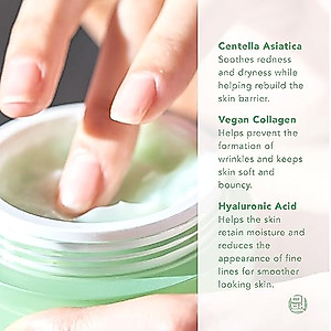 Meebak Cica Gel Face Moisturizer with Vegan Collagen, Hyaluronic Acid, Korean for Hydrating, Anti Aging, Dry Skin, Sensitive Skin, Day and Night Face Cream, 1.69 fl oz