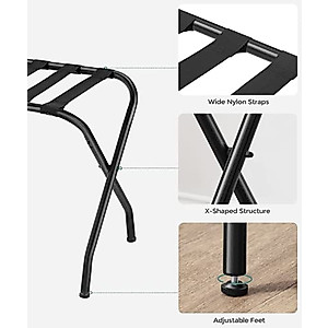 TRAVEL4D 2 Pack Luggage Racks Black Suitcase Stand for Bedroom 2 Foldable Suitcase Holders Heavy Duty Luggage Rack for Guest Room