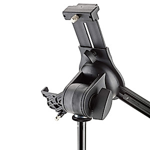 K&M - Konig & Meyer 19790.516.55 - Universal Tablet iPad Holder for Mic Stand - Switch Landscape to Portrait - Professional Grade for all Musicians - Studio or Remote Home Use - German Made - Black