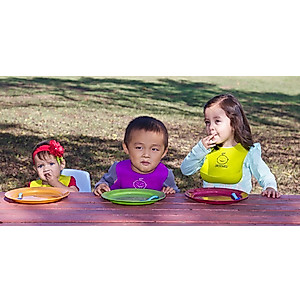 Droolees Premium Waterproof, Widemouth, Soft Silicone Feeding Bibs, Unisex, Washable, Includes Bonus Item, Rolls up for Travel, 2 Pack