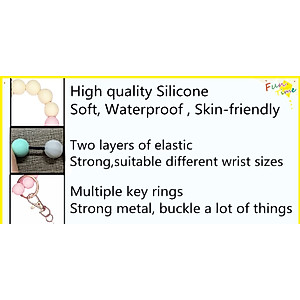 Sither Silicone Keychain Ring for Women Cute Keyring Bracelet Beaded Bangle Key Chain Car Keychain Holder for Mom Gift (pink)