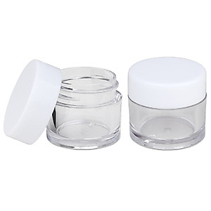 Beauticom High-Graded 7 Grams/7 ML (Quantity: 24 Packs) Thick Wall Crystal Clear Plastic LEAK-PROOF Jars Container with White Lids for Cosmetic, Lip Balm, Lip Gloss, Creams, Lotions, Liquids