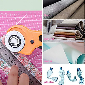 45 mm Rotary Cutter Set-Fabric Cutter with Storage Bag, A4 Self Healing Cutting Mat, Acrylic Ruler, 5 Pcs Replacement Blades and Craft Knife Ideal for Quilting, Crafting, Patchworking