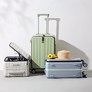 Hanke 26 Inch Large checked Luggage PC Hard Shell luggage Top Opening Aluminum Frame Tsa Luggage Suitcases with Wheels for Travel Woman Men.(Bamboo Green)