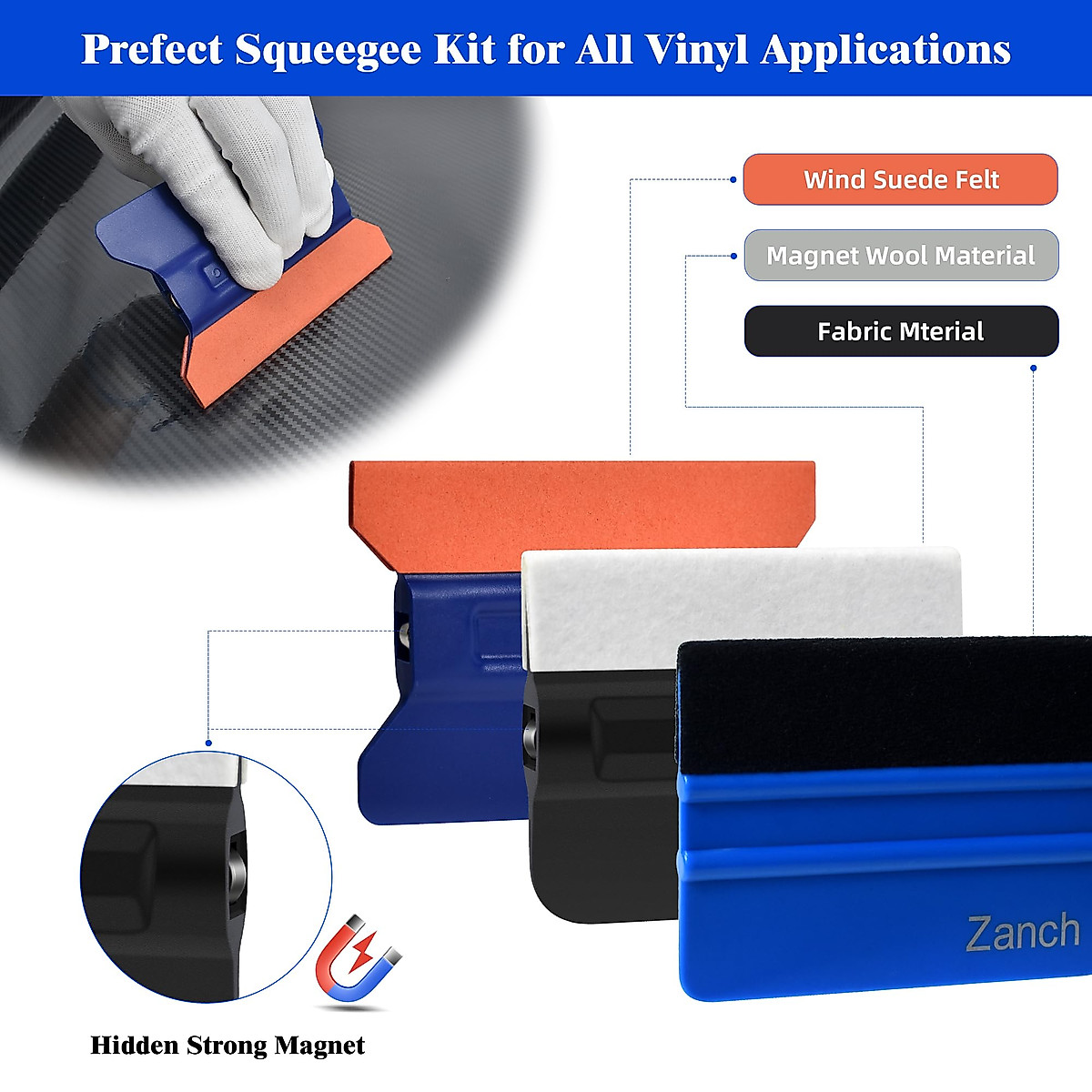 Zanch Vinyl Wrap Tool Kit,Complete Tools for Automotive Vinyl Wrap Film Installation - Beginner Friendly 35pcs