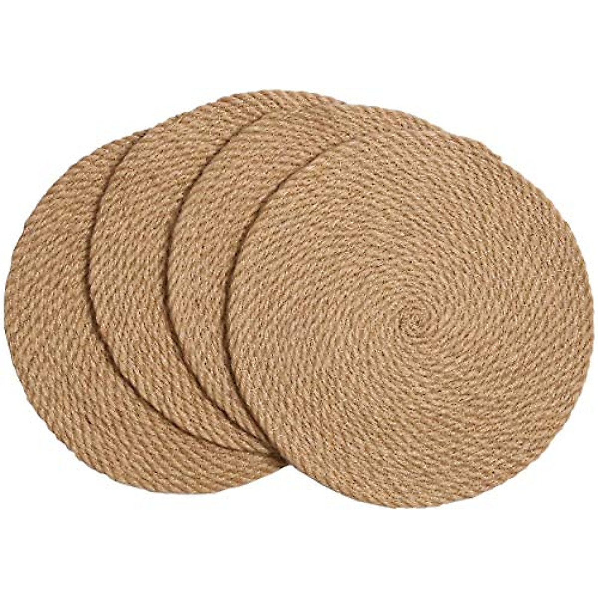 Amidaky Round Woven Placemats Set of 4 Braided Placemats Washable Natural Jute Round Table Mats 14 inches Brown