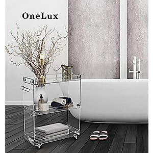 3-Tier Acrylic Slim Slide Out Storage Rolling cart,Clear Bathroom Kitchen Laundry Narrow Places Shelves (2008)