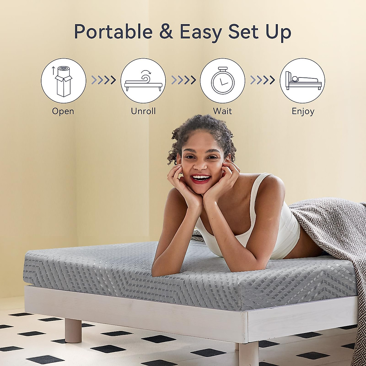 AMICLIBER 4 Inch Tri-Fold Mattress, Twin Memory Foam Foldable Mattress, Tri Folding Mattress with Washable Cover, 75"x 38"x 4",Light Grey