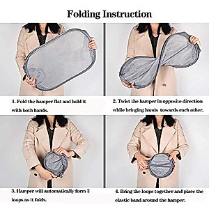 Larpur Popup Mesh Laundry Basket, Collapsible Laundry Hamper Portable Clothes Washing Laundry Hamper with Reinforced Carry Handles for Home, Dormitories, Travel, Apartments (Grey)