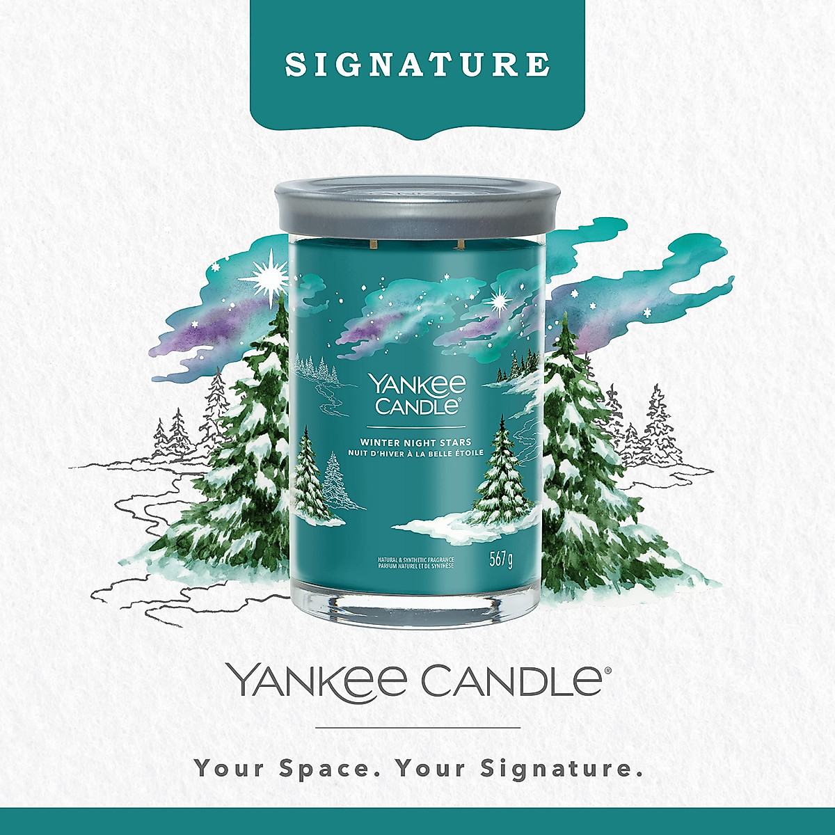 Yankee Candle Signature Scented Candle | Winter Night Stars Large Tumbler Candle with Double Wicks | Soy Wax Blend Long Burning Candle | Perfect Gifts for Women