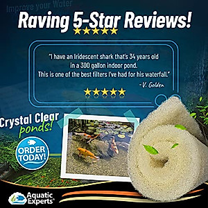 Aquatic Experts Cream COARSE Pond Filter Pad - 2 inch Thick - Bulk Roll Water Garden Filter Pond Media - Made in USA (12" x 36")