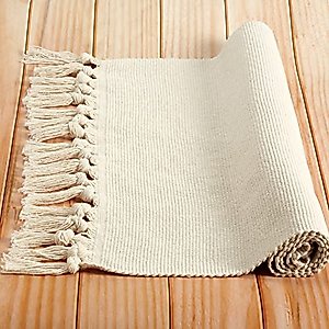 JE JOUE Boho Bathroom Rug 2'x3'，Hand Woven Tassel Solid Color Area Rug, Washable Bedroom Runner mat for Laundry Kitchen Outdoor Bathroom Dorm entryway