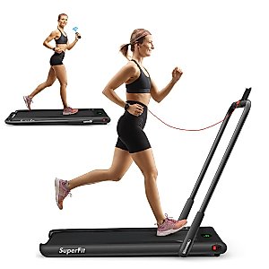 GYMAX Walking Pad, Foldable Under Desk Treadmill with LED Monitor, Remote Control, Smart App Control, Folding Portable Desk Treadmill for Office Standing Desk, Home Gym Small Compact Treadmill (Black)