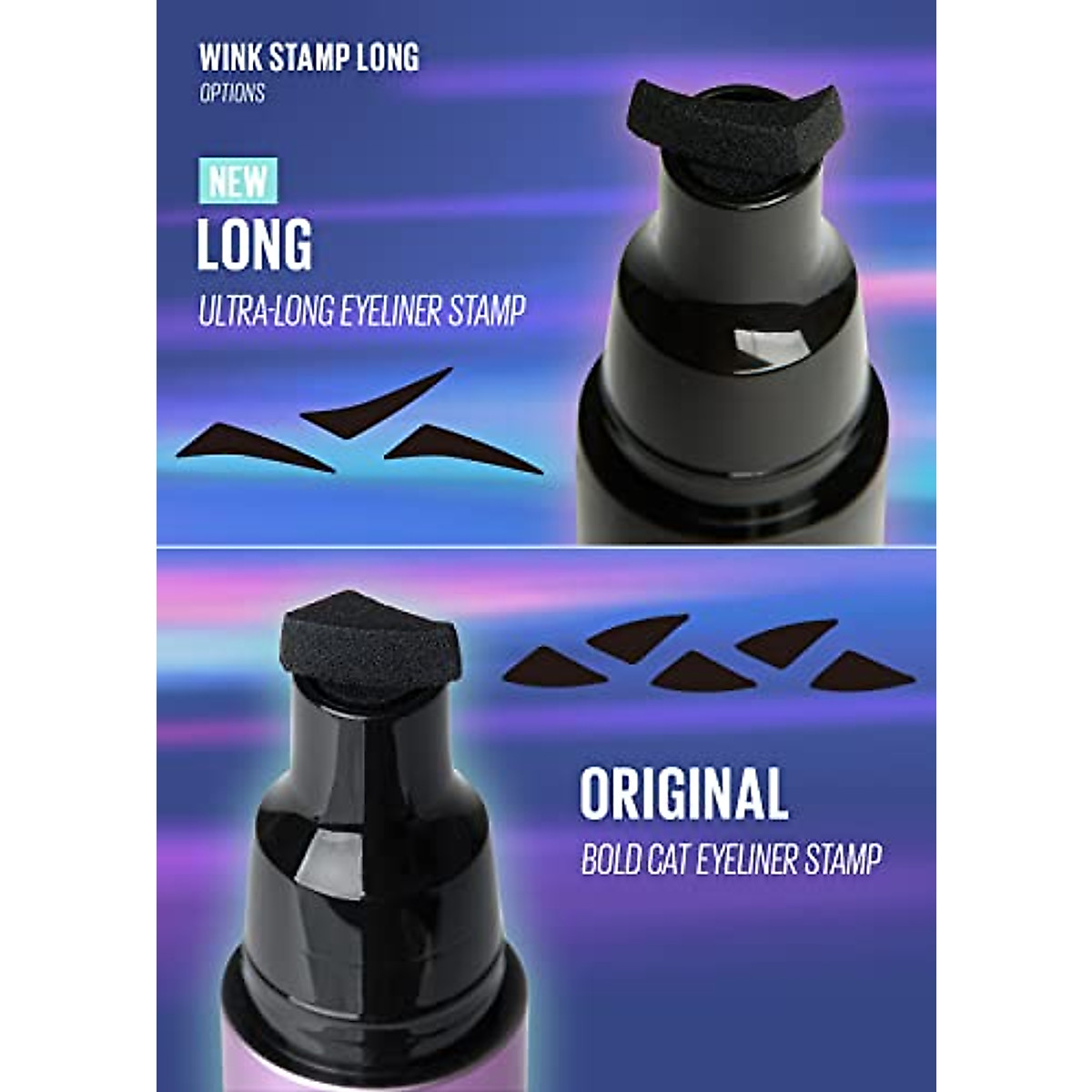 Kaja Wink Stamp Wing Eyeliner Pen & Stamp Long | with Avocado Extract, Double-ended, Black Liquid Liner, Smudge-Proof, Waterproof, Eye Irritation Tested