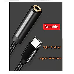 USB C to 3.5mm Pixel 2 Headphone Jack Adapter, Sartyee Nylon Braided DAC Chipset Type C to 3.5mm Audio Adapter USB C to 3.5mm with Realtek Noise Reduction Chip for Pixel 2/XL, HTC U11, Essential ph-1