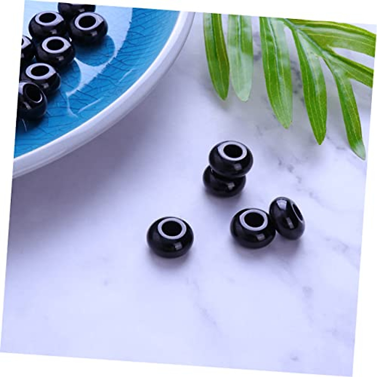 EXCEART 40 Pcs Beads with Large Holes Gemstone Beads Large Hole Spacer Beads Lava Beads Blue Lace Agate Beads Gemstone for Jewelry Making Beading Kits Loose Beads Round Beads Suite Natural