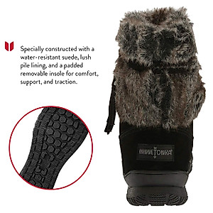 Minnetonka Womens Everett Shearling Boot, Black, Size 10