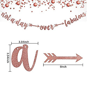 Rose Glittery Birthday Banner - Not a Day over Fabulous Banner - Birthday Decorations Supplies for Women - Great for Birthday Party Anniversary Decorations