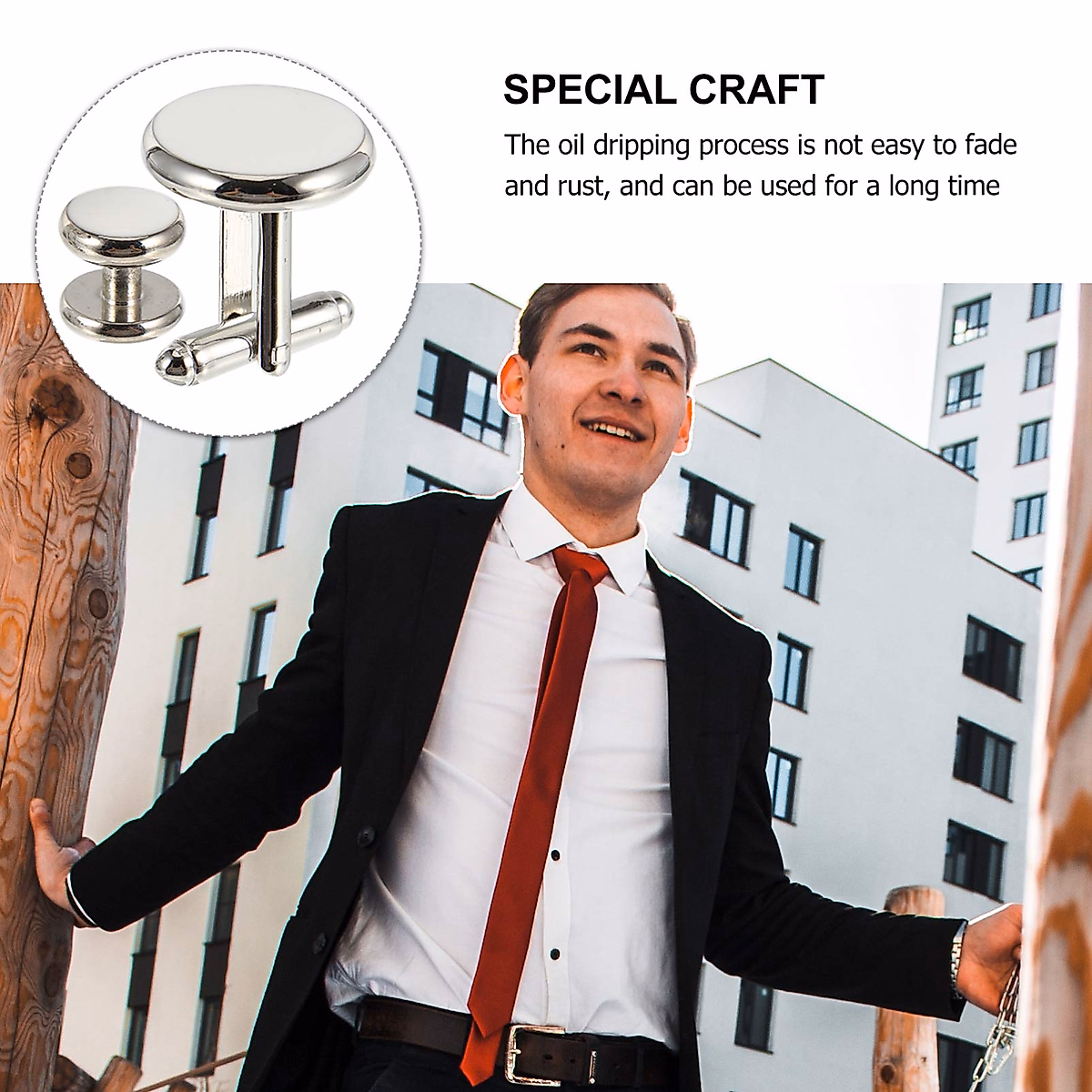 KESYOO 8Pcs Cufflinks for Men Classic French Cufflinks and Studs Set White for Men Tuxedo Business Wedding Shirts