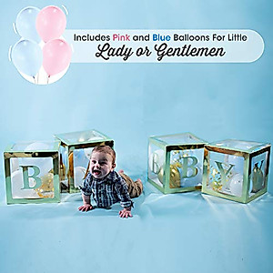 Gold Baby Boxes Gender Reveal Decorations | 79 Pcs | Set of 4 Letter Boxes, Balloons and Baby Letters | Baby Shower Decorations | Gender Reveal Box | Baby Shower Boxes | Its a Boy, Baby Box