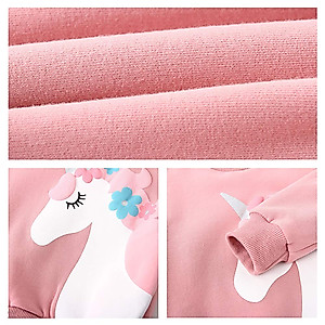 WELAKEN Fleece Unicorn Sweatshirts for Girls Toddler & Kids II Little Girl's Pullover Tops Sweaters & Hoodies 8 Years