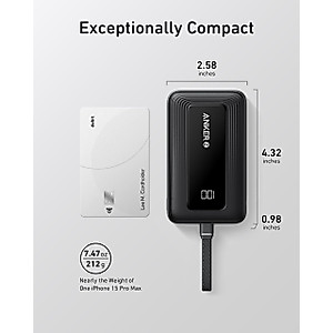 Anker Portable Charger, 10,000mAh 30W Power Bank, USB-C in and Out Fast Charging Battery Pack, Travel Essential Phone Power Bank, for iPhone 16/15/14/13/12, iPad, MacBook, Galaxy, Google, and More