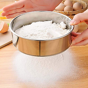 ADESUGATA 2 pack (60/40 Mesh) Professional 6/8/9.5 Inch, Round Flour Sifter for Baking - Flour Sieve Fine Mesh - Premium Rustproof Stainless Steel (9.5" (24 CM))