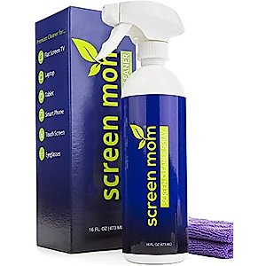 Screen Cleaner Kit - Best for LED & LCD TV, Computer Monitor, Laptop, and iPad Screens – Contains Over 1,572 Sprays in each Large 16 ounce Bottle – includes Premium Microfiber Cloth