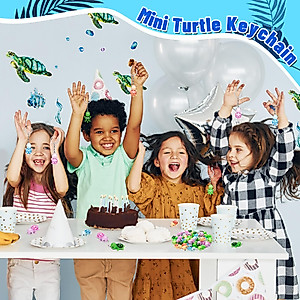 ZHWKMYP 35 Pcs Turtle Keychains, Tiny Multicolor Sea Turtle Keychain Bulk, Mini Resin Turtles Key Chain for Students Classroom Boys Girls Party Supplies