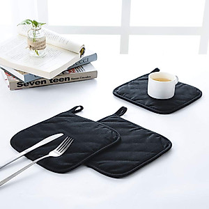 Anyi 100% Cotton Pot Holders, Kitchen Basic Potholder Heat Resistant, Terry Pot Holder Set for Cooking and Baking, Set of 3