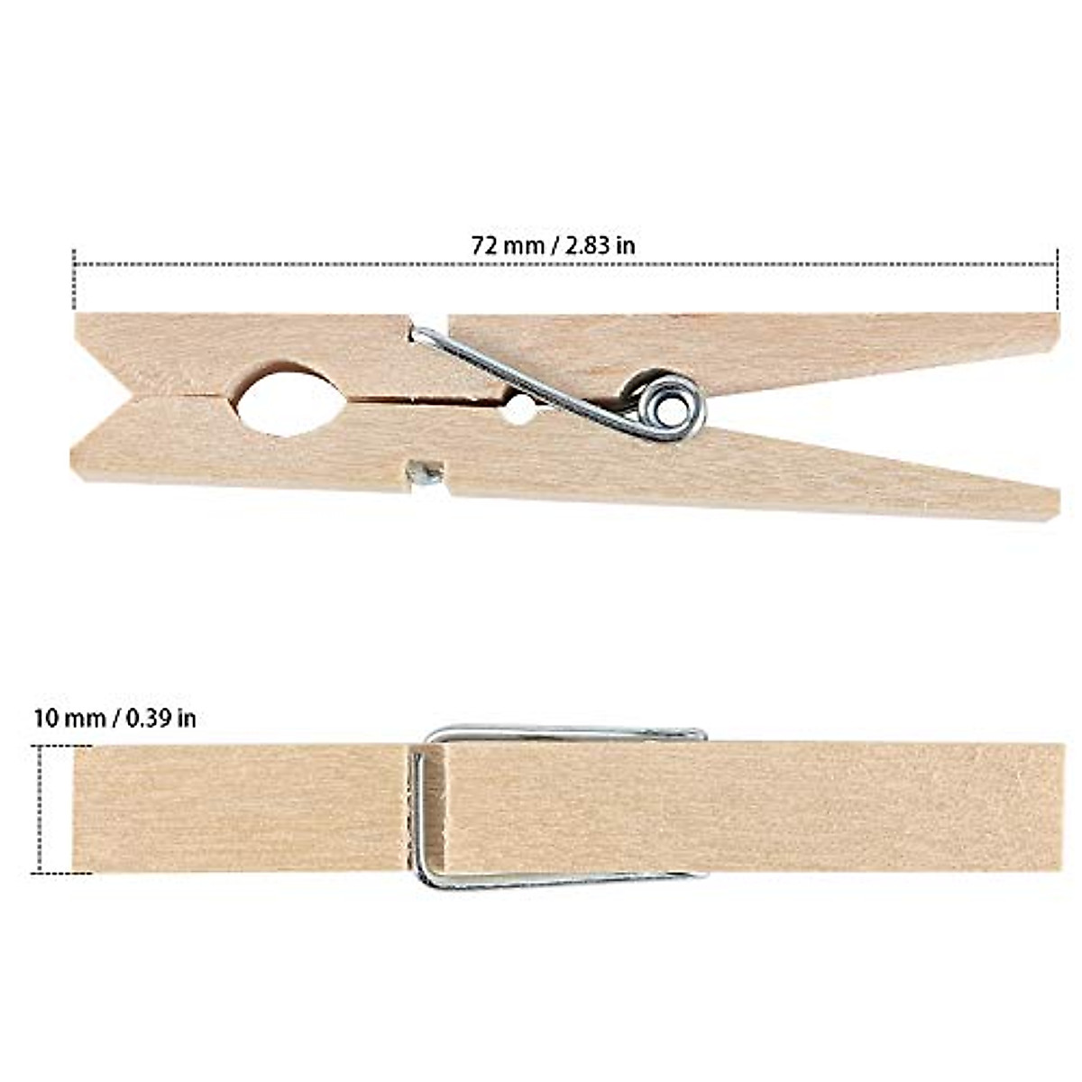 ZEONHAK 300 Pack 2-7/8 Inches Natural Wooden Clothespins, Upgraded Wood Clothespins with Spring for Crafts, Photos, Clothes, Towels, Decor, Art Wall