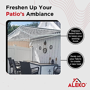 ALEKO Patio Awning Fabric Replacement, Polyester Canopy with UV Protection, Gray/White Stripes, 10x8 Feet