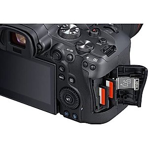 R6 Full Frame Mirrorless Camera with RF 24-105mm STM Lens Bundle + EOS R Mount Adapter + 64GB Ultra High Speed Memory Card + Accessories Including Extra Battery, Case and Tripod (Renewed), Black