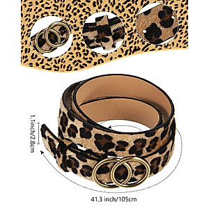 Geyoga 4 Pieces Women Faux Leather Waist Belt for Ladies Jeans Pants with Double O-Ring Buckle (Coffee, White)