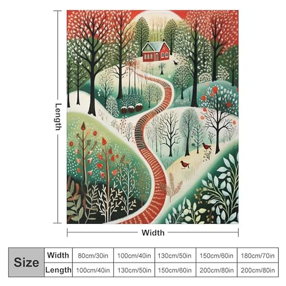 Winter Bird and Trees Blanket Happy New Year Bed Throw Blanket 40"x50" Flannel Blanket Warm Plush for Couch Sofa Bed for Adults Kids Boys Teens Gift for Kids and Adults Warm Soft Autumn and Winter