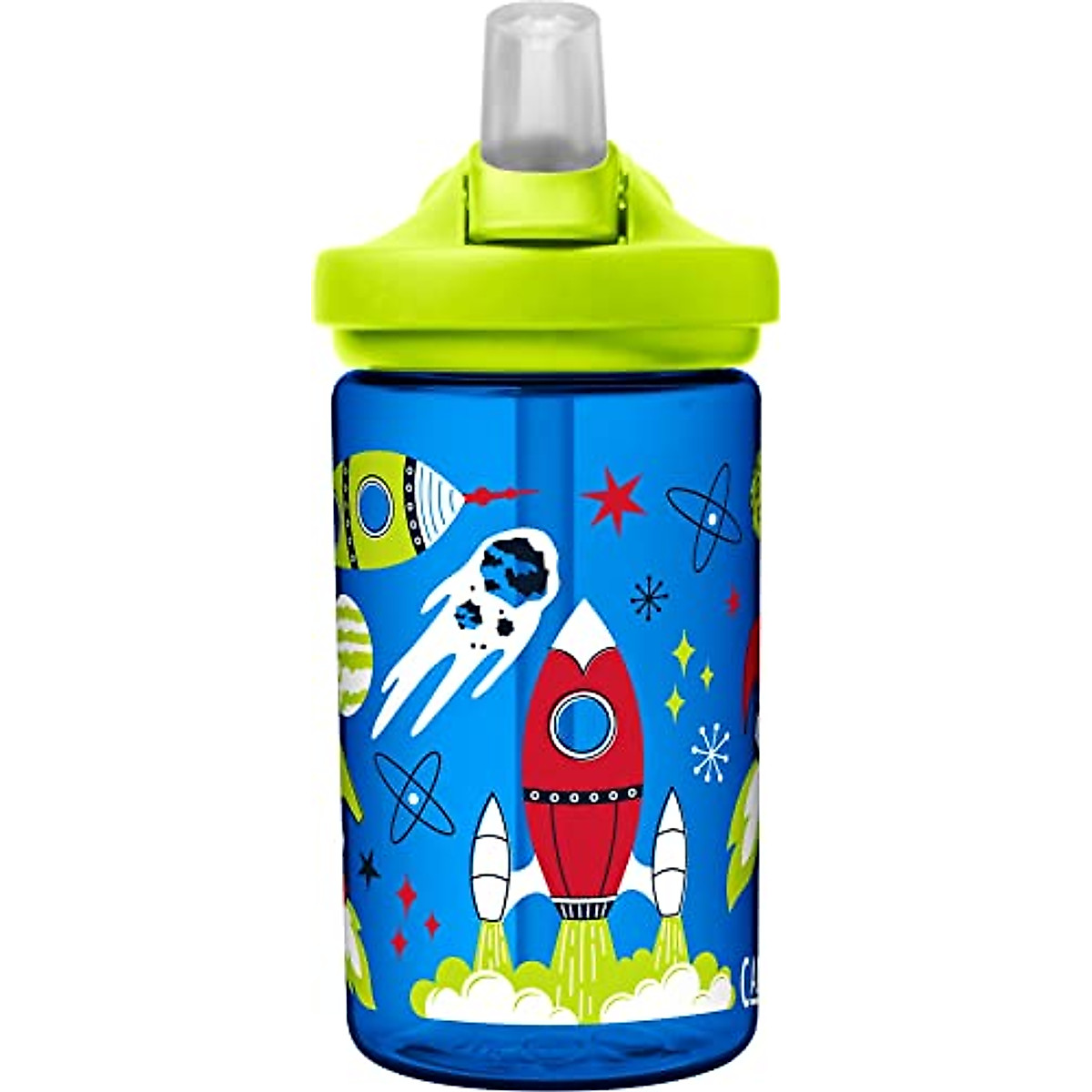 CamelBak Eddy+ 14 oz Kids Water Bottle with Tritan Renew – Straw Top, Leak-Proof When Closed, Retro Rockets