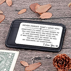 Husband Wife Wallet Card Insert Valentine Christmas Gifts for Him Her Men Husband Anniversary from Wife Girlfriend Stocking Suffers Birthday Gift I Love You Note Wedding Engagement Gifts Fiance Groom