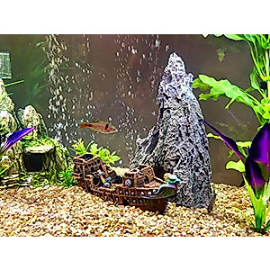 SLOCME Aquarium Pirate Ship Decorations Fish Tank Ornaments - Resin Material Shipwreck Decorations, Eco-Friendly for Freshwater Saltwater Aquarium Sunken Ship Accessories