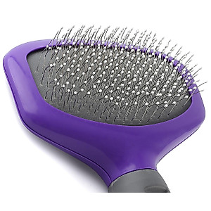 Hertzko Pin Brush for Dogs and Cats with Long or Short Hair – Great for Detangling and Removing Loose Undercoat or Shed Fur – Ideal for Everyday Brushing (Wide Brush)