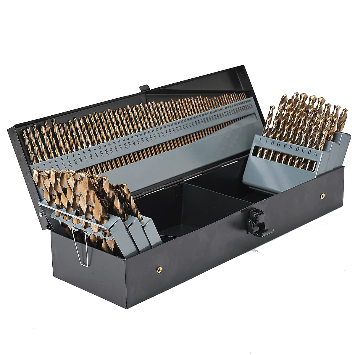 M35 5% Cobalt Drill Bits Set 115PCS (1/16"-1/2", A-Z, 1-60), Straight Shank Jobber Drill Bits, Metal HSS Twist Drill Bits for Stainless Steel Hard Metal and Cast Iron