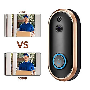 Atopskins Ring Video Doorbell Camera Wireless, 1080P Door Bell Cameras Wireless with Buzzer, AI Smart Human Detection, 2-Way Audio, Voice Changing, 1080P Night Vision, Cloud Storage, Alert, SMS Push